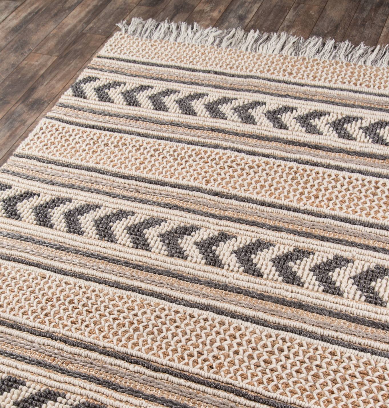 Esme Transitional Striped Charcoal Hand Woven Rug – From The Forest, LLC